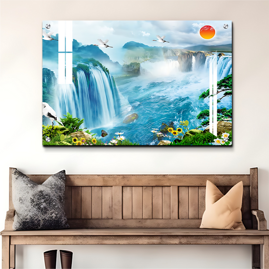 Marvelous Water Fall Good Luck Wall Art Luxury Painting – Chalk My Theme