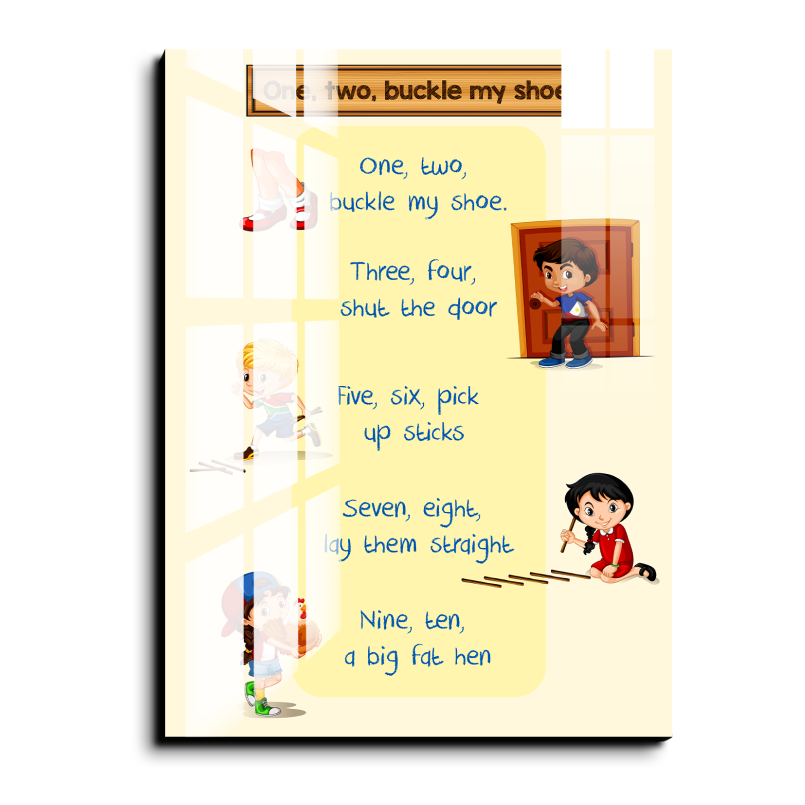 One, Two, Buckle My Shoe Poem Wood Print Wall Art – Chalk My Theme