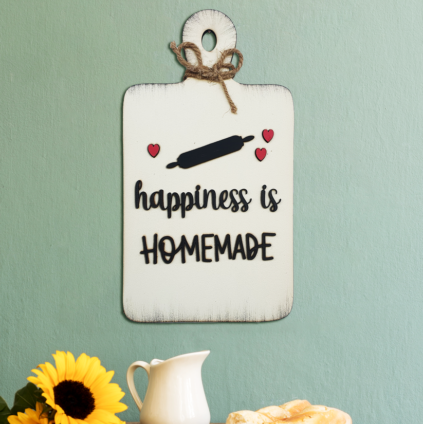 Happiness is Homemade Chop Board Wooden Wall Art for Kitchen, Café, an ...