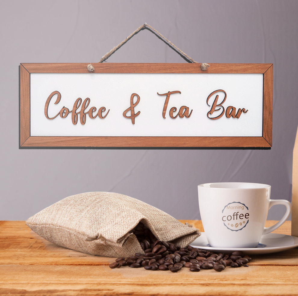 Coffee and Tea Quote Wooden Hanging Sign Board – Chalk My Theme